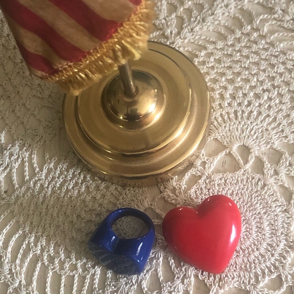 Vintage | Jewelry | Vintage Lucite Blue Heart Ring Red Heart Brooch ...